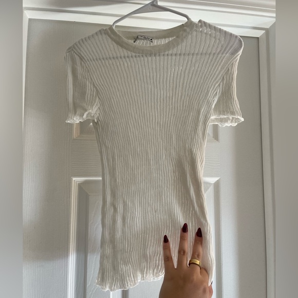 Zara | Tops | Zara Sheer White Layering Top | Poshmark